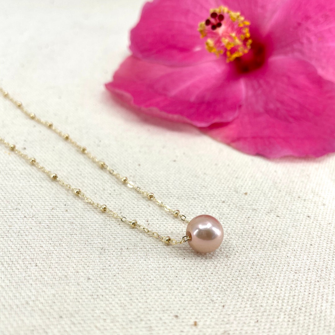 Pink Edison Pearl Floating Necklace - Etsy