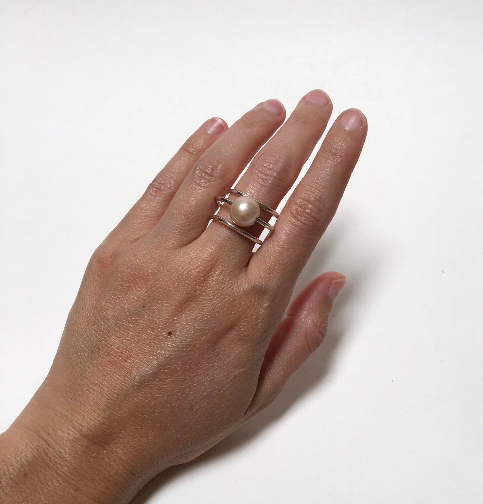 Edison Pearl Spiral Ring Pink Pearl Ring Edison Pearl Ring | Etsy