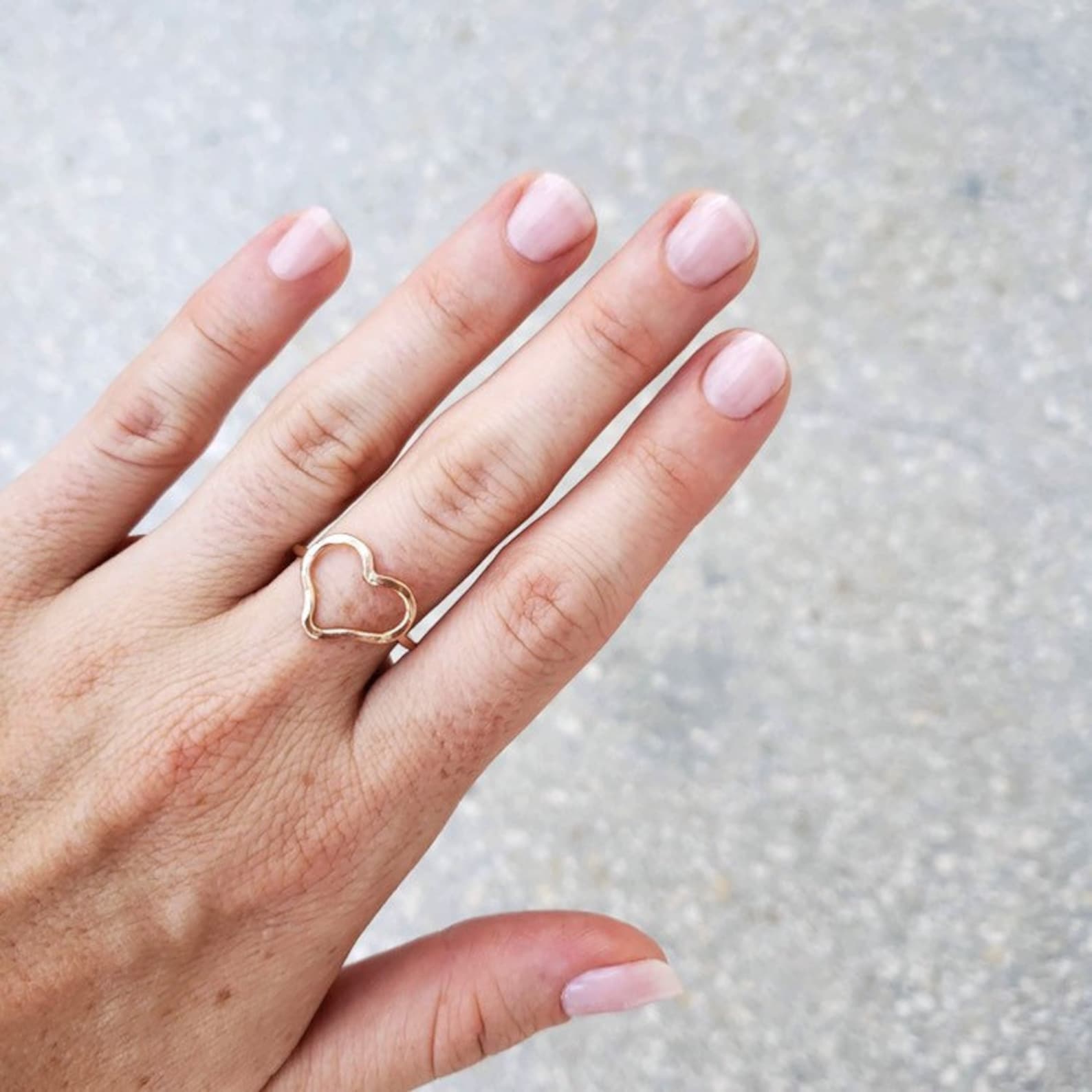 Open Heart Ring Gold Open Heart Ring Hammered Heart Shape | Etsy