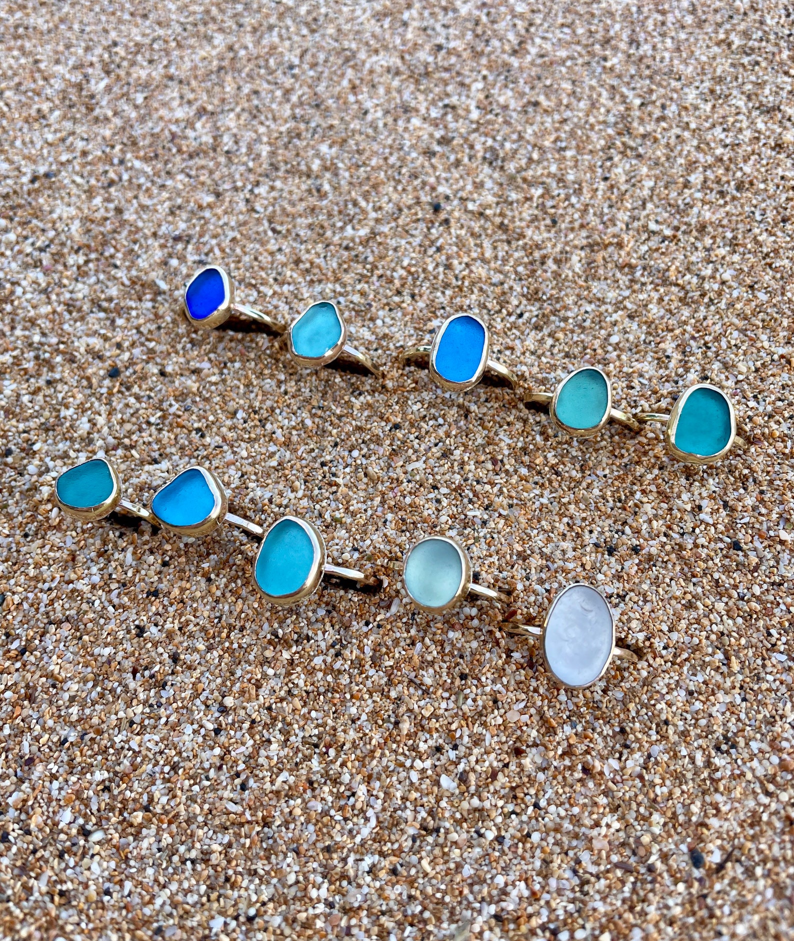 Sea Glass Gold Stacking Ring Beach Glass Stacking Ring - Etsy