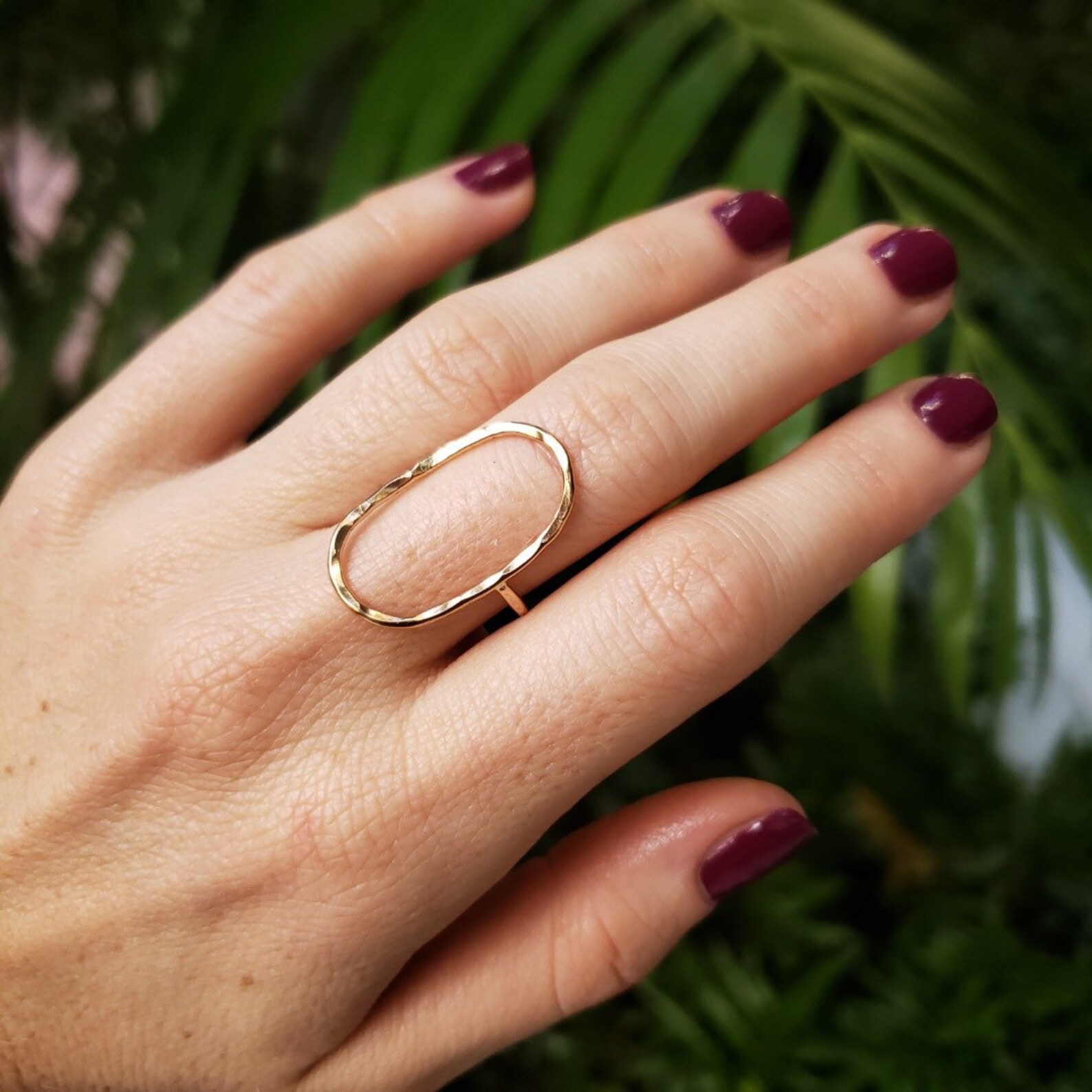 Large Open Oval Ring Oval Karma Ring Simple Oval Ring - Etsy