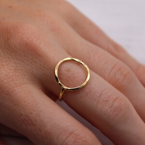 SOLID 14K Gold Circle Ring, 14K Gold Open Circle Ring, Solid Gold ...