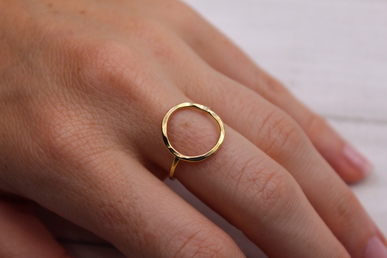 SOLID 14K Gold Circle Ring 14K Gold Open Circle Ring Solid - Etsy