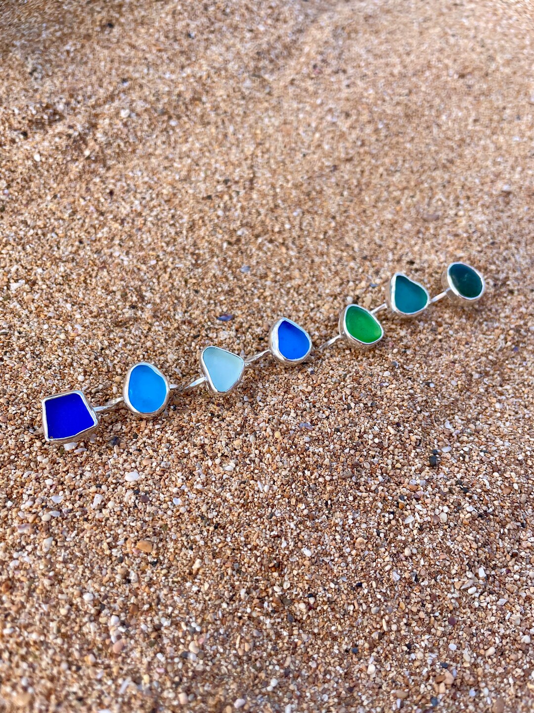 Sea Glass Sterling Silver Stacking Ring Beach Glass Stacking - Etsy