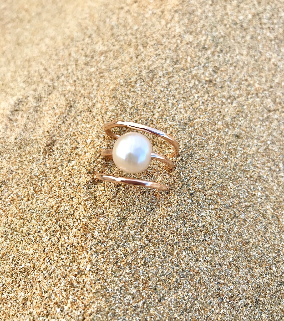 Edison Pearl Spiral Ring, Pink Pearl Ring, Edison Pearl Ring, Triple ...