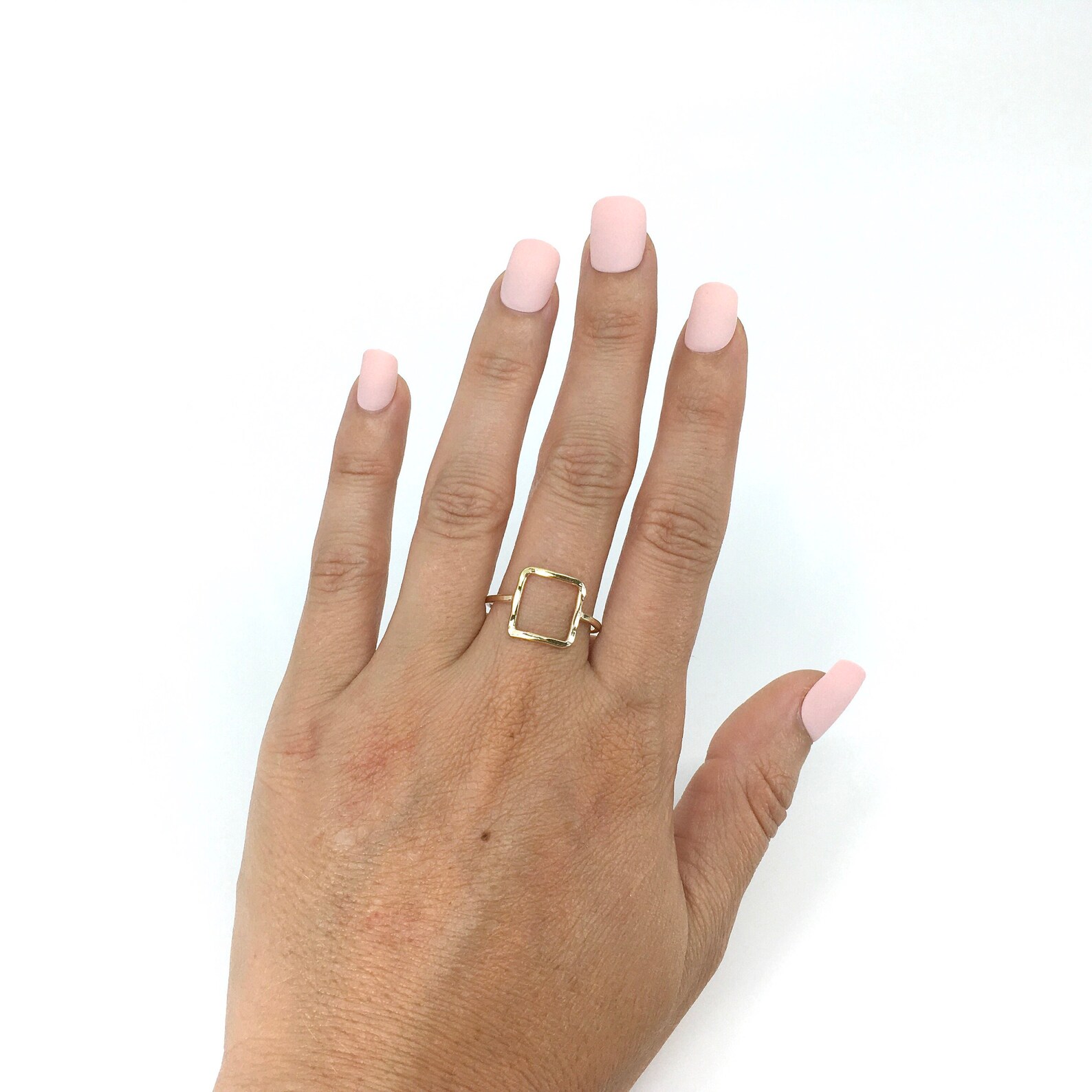 14K Gold Square Ring Open 14K Gold Square Ring Geometric | Etsy
