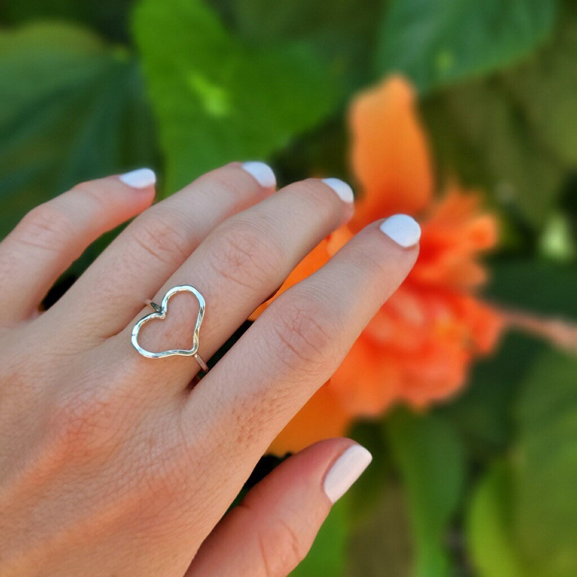 Sideways Heart Ring Open Sideways Hammered Heart Ring Open | Etsy