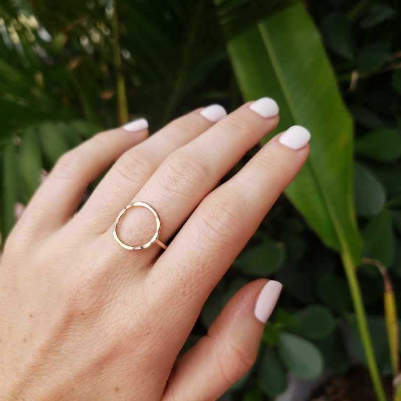 SOLID 14K Gold Circle Ring 14K Gold Open Circle Ring Solid - Etsy