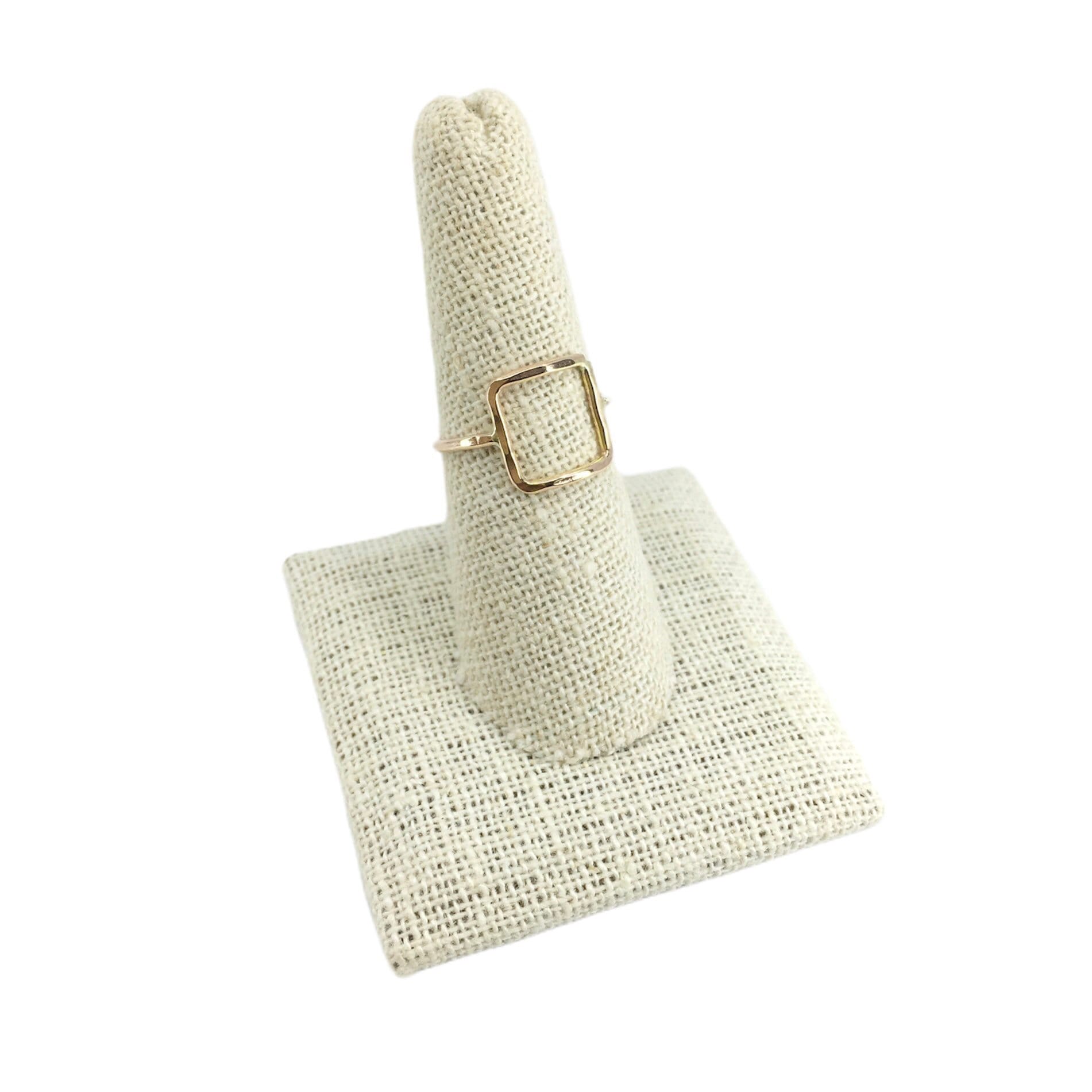 14K Gold Square Ring, Open 14K Gold Square Ring, Geometric Ring, Simple ...