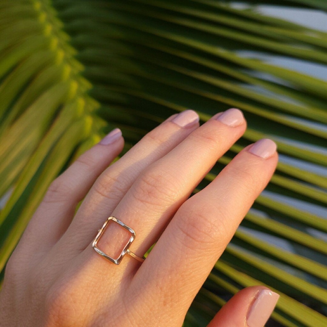Open Square Ring, Simple Open Square Ring, Gold Square Ring, Pura Vida ...