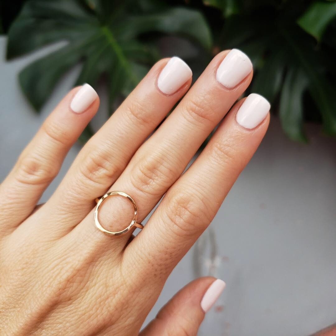 SOLID 14K Gold Circle Ring, 14K Gold Open Circle Ring, Solid Gold ...