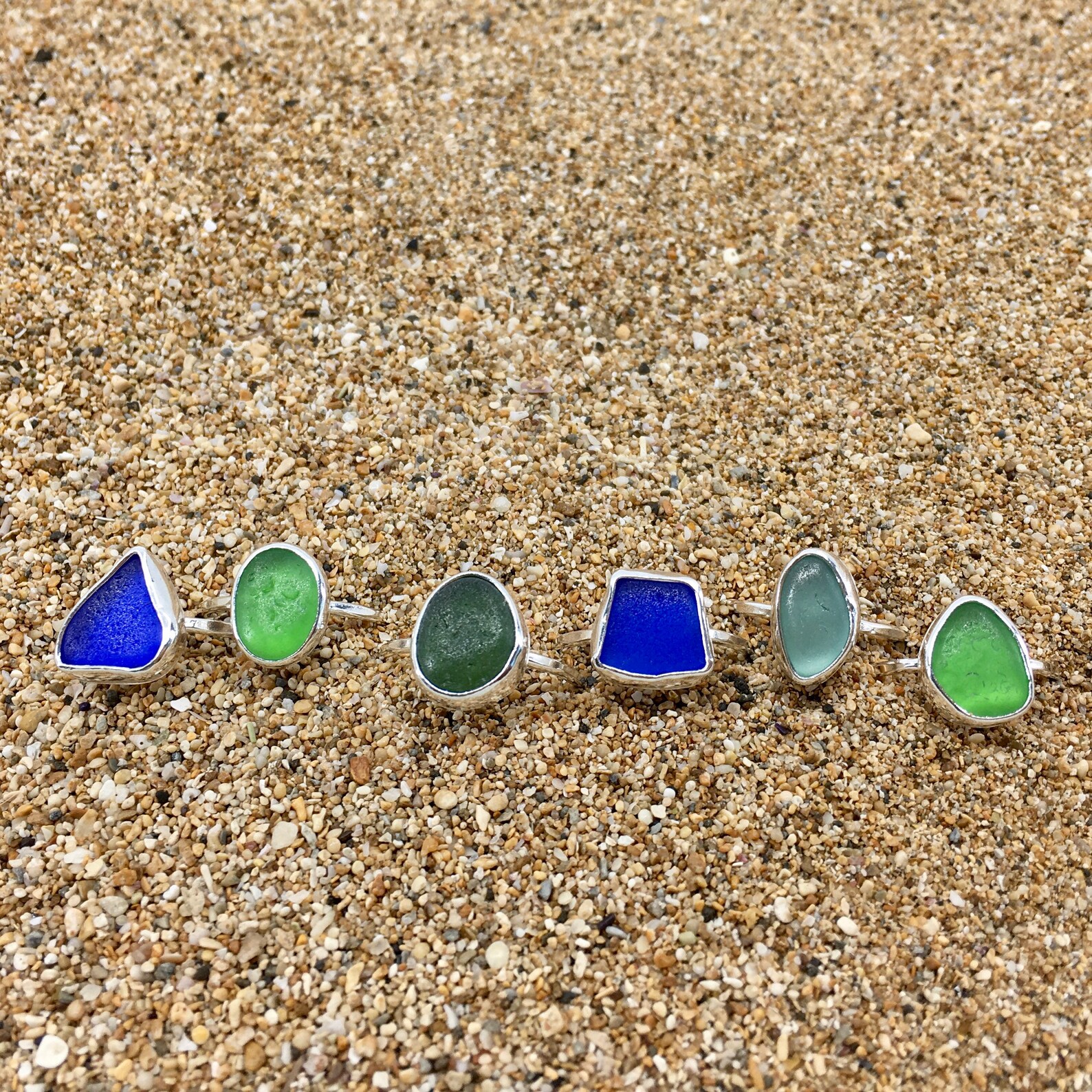 Sea Glass Sterling Silver Stacking Ring Beach Glass Stacking | Etsy