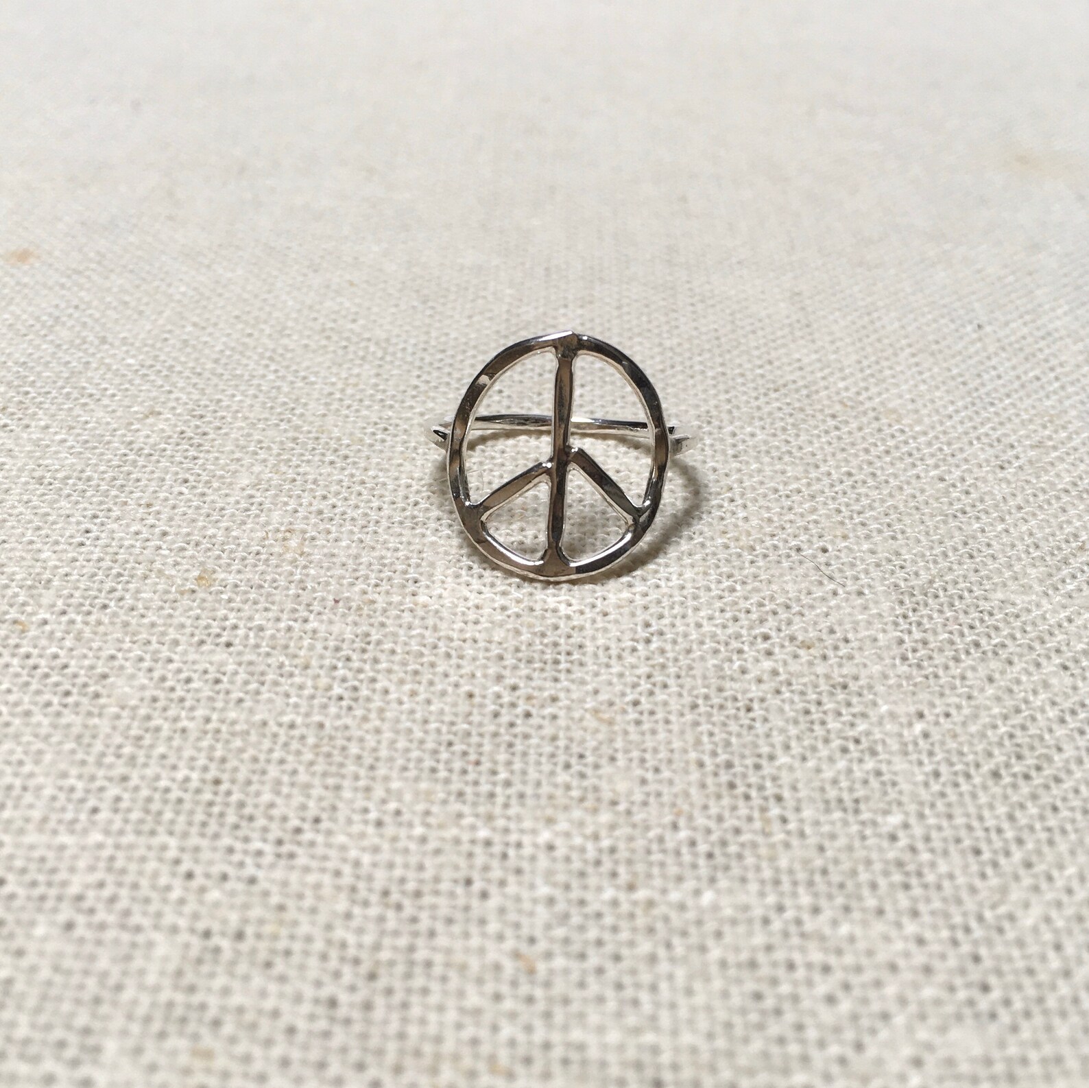 Peace Sign Ring Gold Peace Sign Ring Hammered Sterling - Etsy