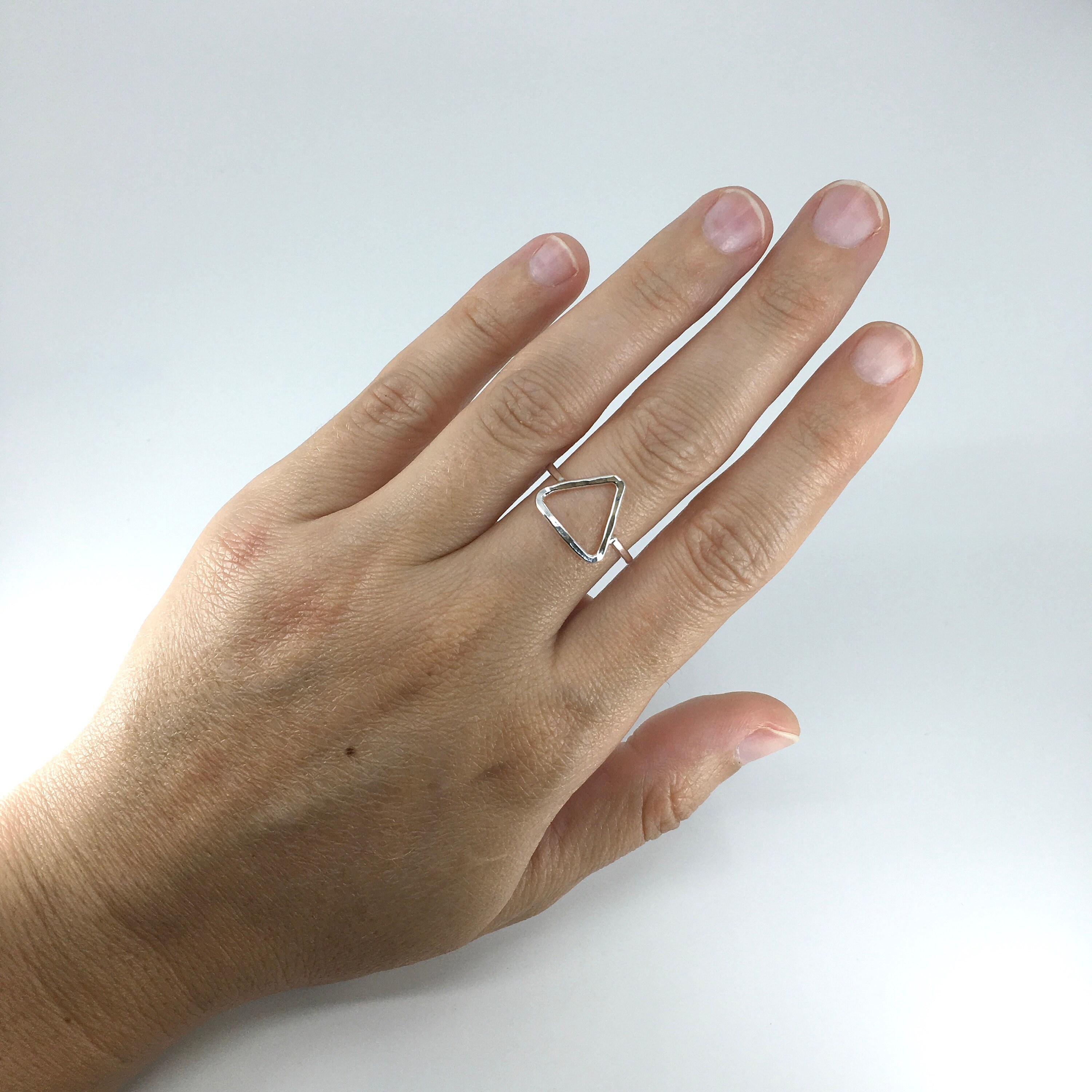 Triangle Ring Gold Hammered Triangle Ring Silver Triangle | Etsy