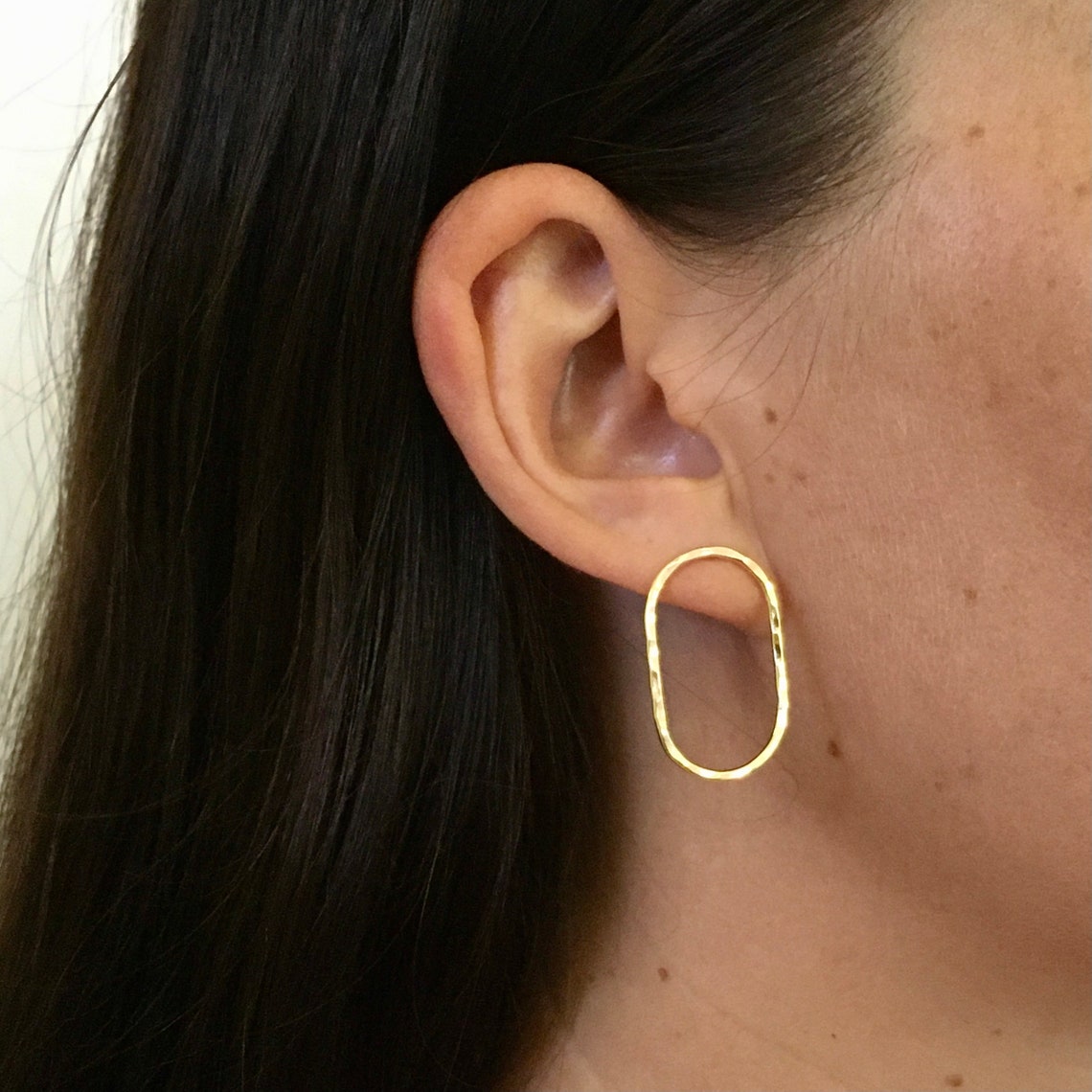 Open Oval Stud Earrings Oval Karma Stud Earrings Gold Oval - Etsy