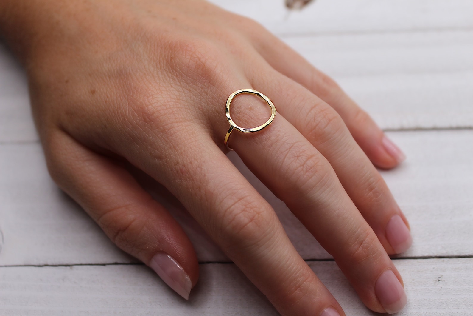 SOLID 14K Gold Circle Ring 14K Gold Open Circle Ring Solid | Etsy