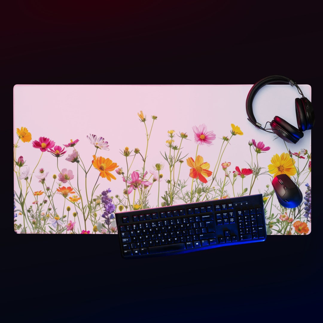 Wildflower Desk Mat Computer Desk Pad Floral Accessories for Office ...