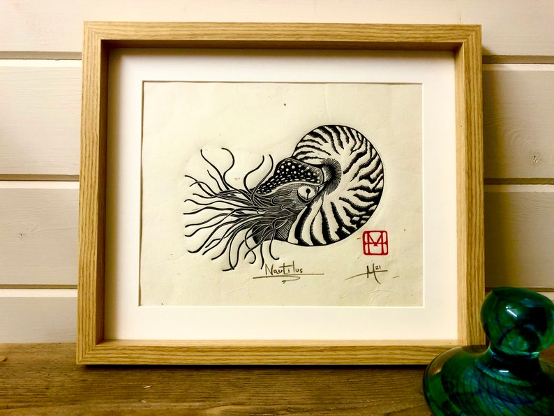 Nautilus Linocut - Etsy