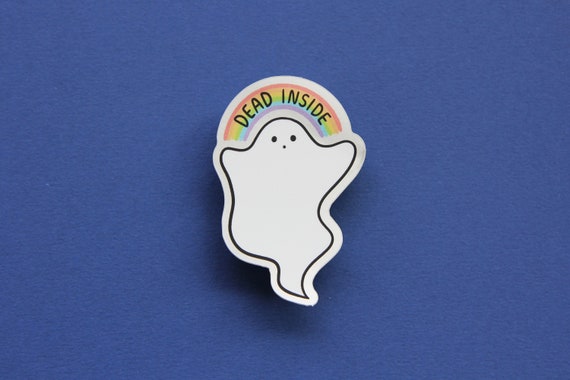 Dead Inside Metallic Rainbow Ghost Sticker Funny Laptop - Etsy