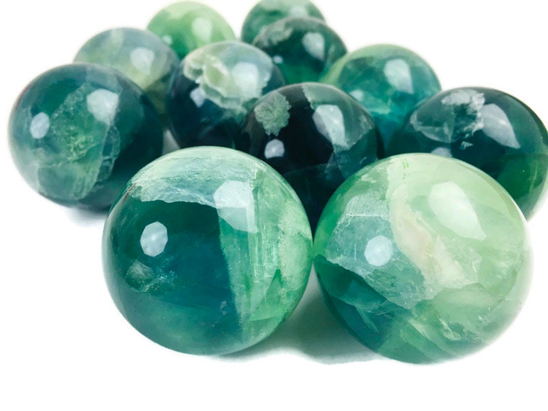 Blue Green Fluorite Sphere (1) Small Fluorite Crystal Sphere, Rainbow ...