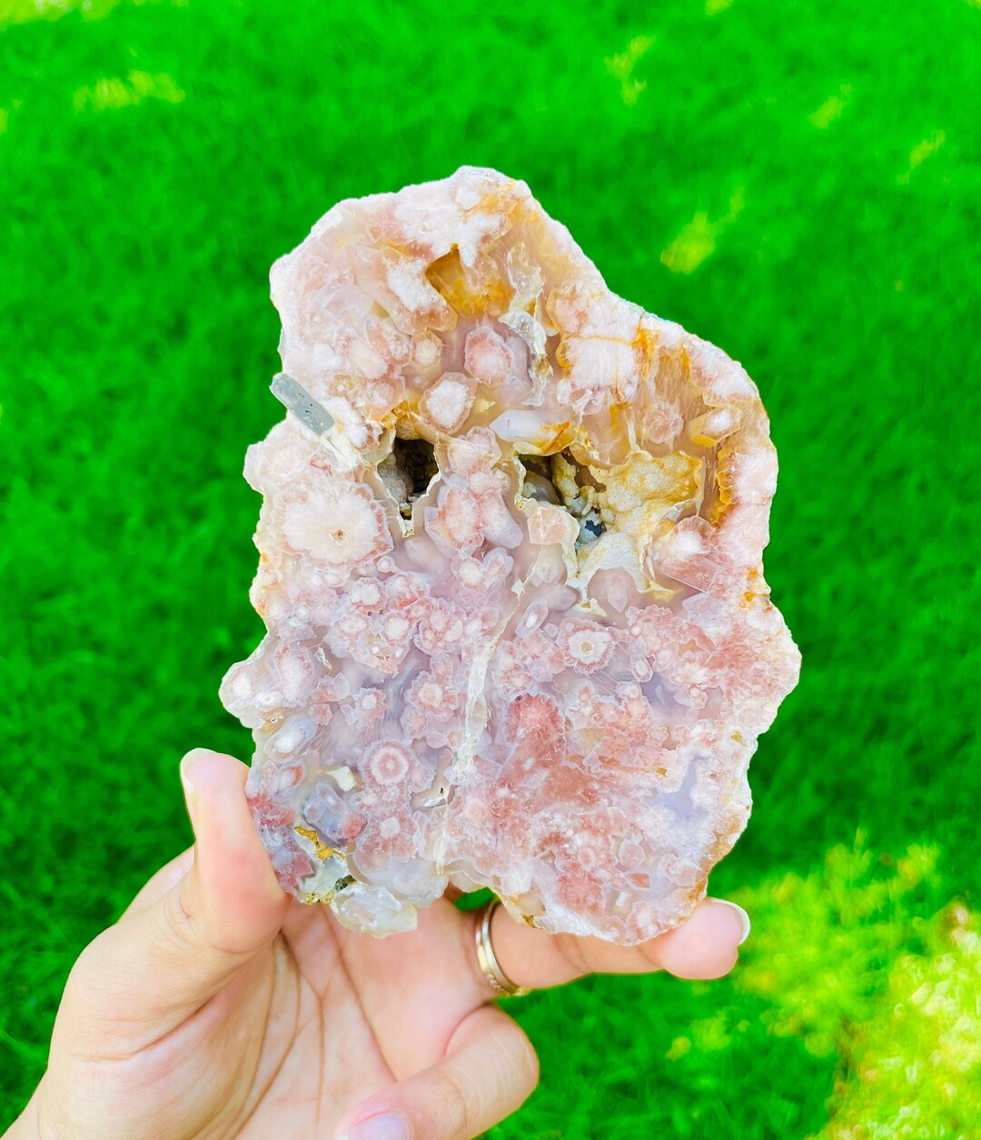 Pink Flower Agate Slab (296G) XXL Flower Agate Crystal Slab, Large ...