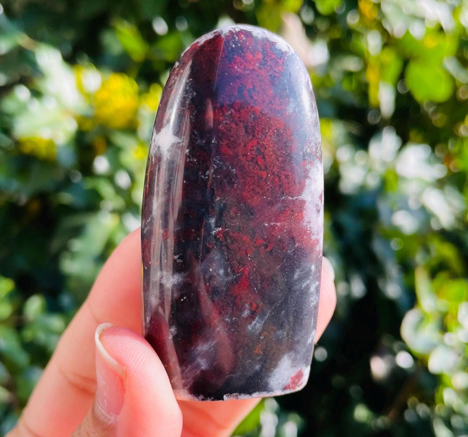 Blood Jade Stone (74.4G) Smooth Free Form Blood Jade Crystal, Ultra ...