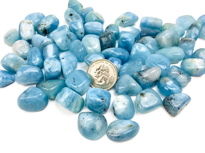 Aquamarine Crystal AA (1) One Blue Aquamarine Stone XS Tumbled Crystal ...