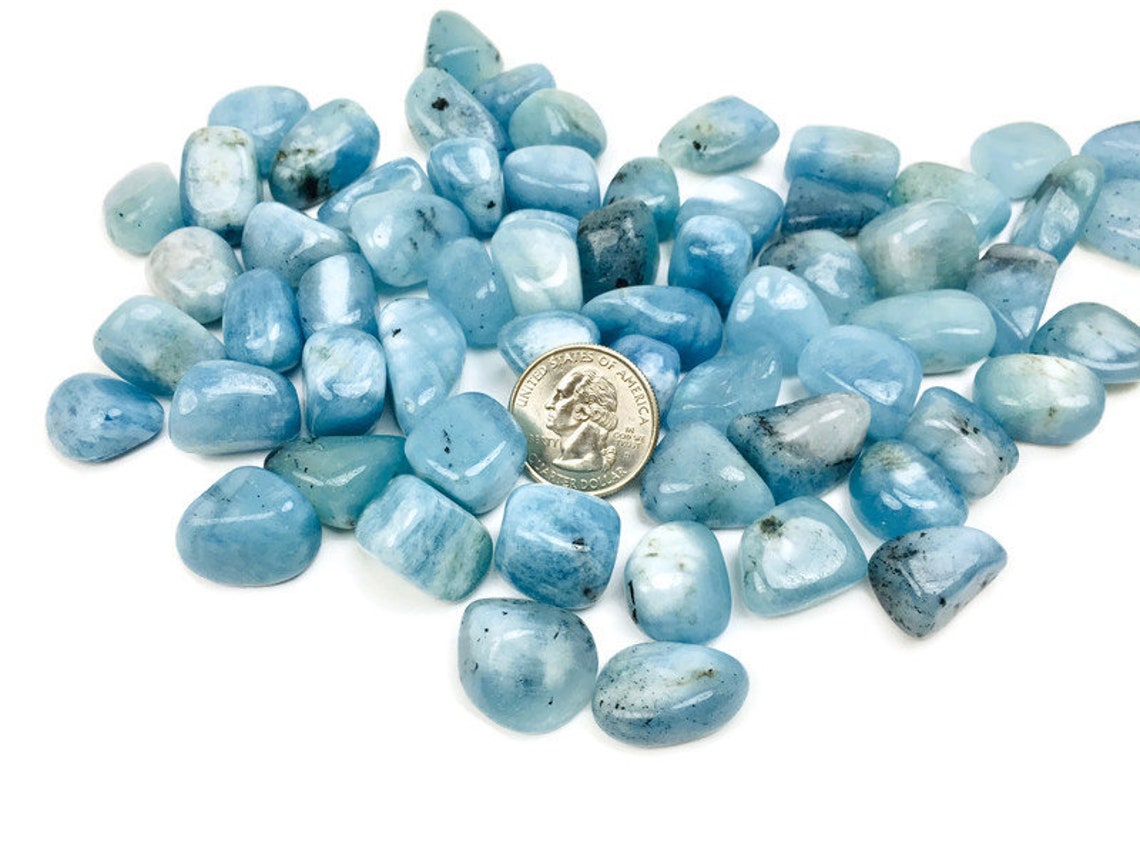 Aquamarine Crystal AA (1) One Blue Aquamarine Stone XS Tumbled Crystal ...