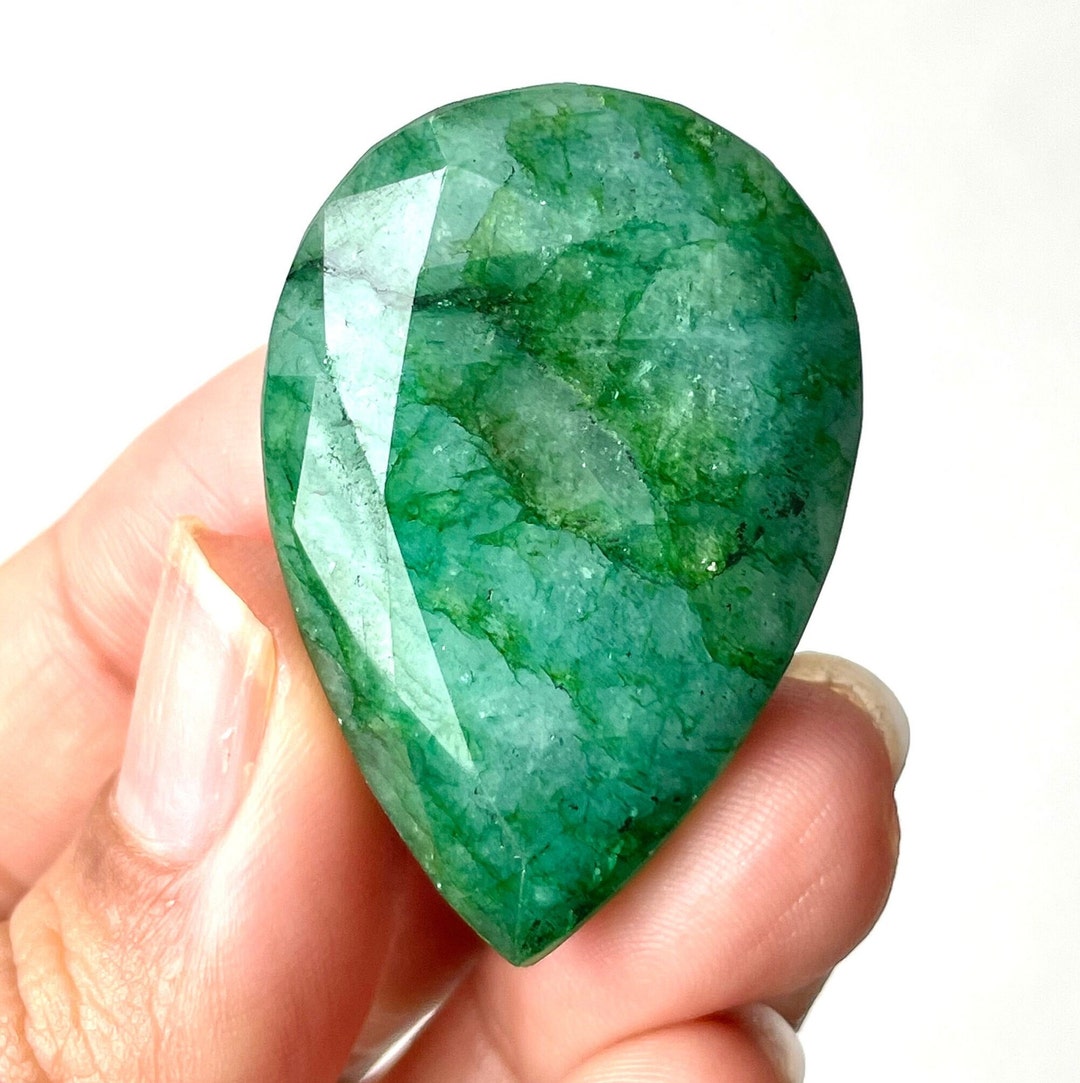 Emerald Crystal 22.6G XL Green Emerald Stone, Round Polished Faceted ...