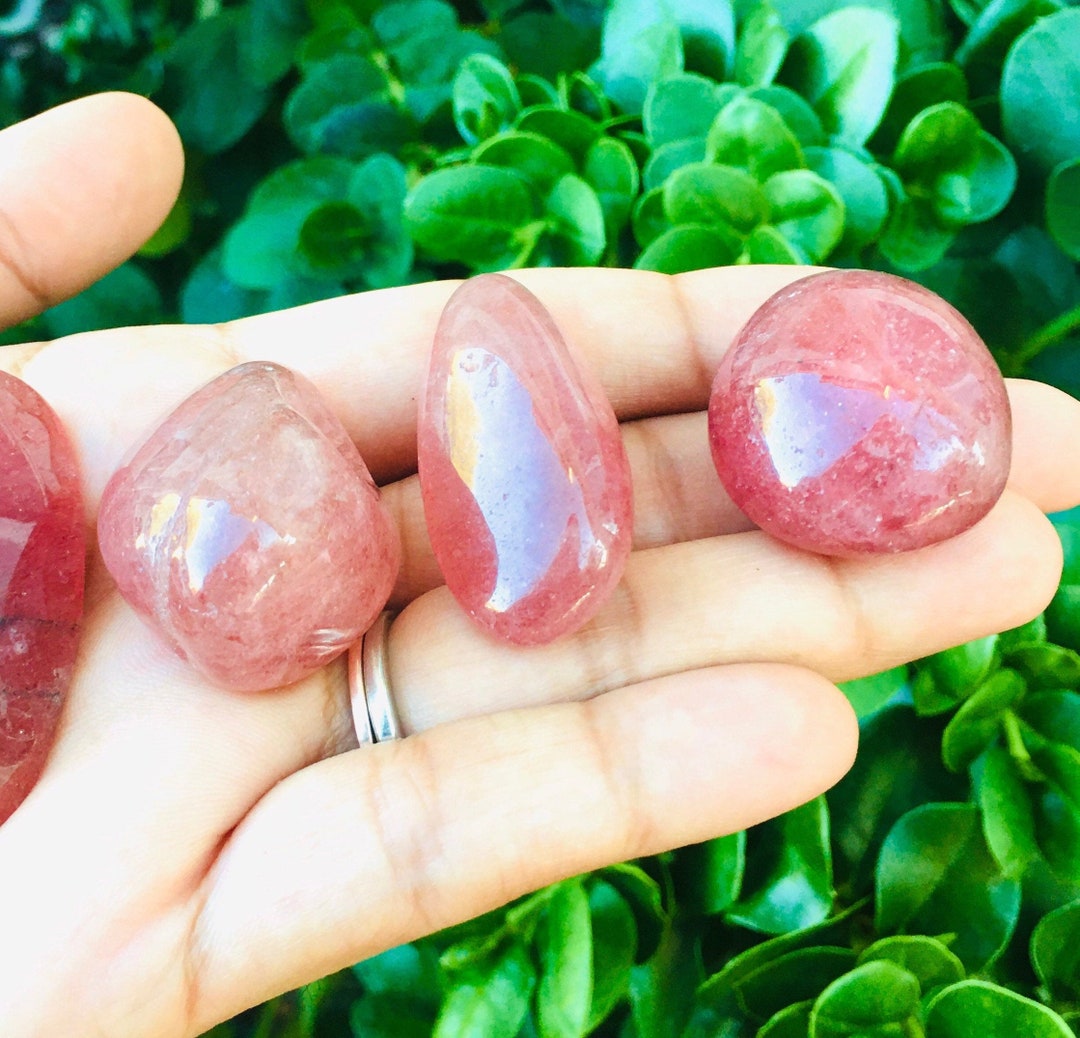 Strawberry Quartz Crystal (1) One Tumbled Strawberry Quartz Stone, Pink ...