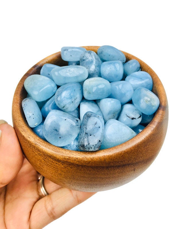 Aquamarine Crystal AA (1) One Blue Aquamarine Stone XS Tumbled Crystal ...