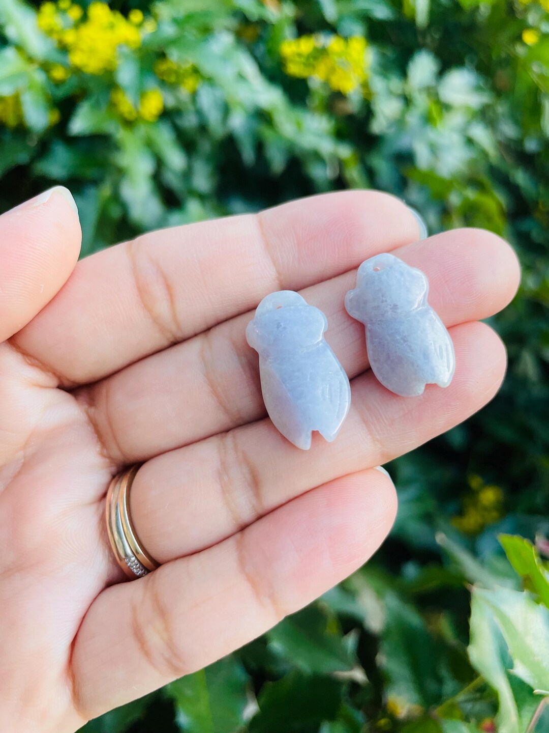 Purple Jade Firefly (4.8G) 2 Lavender Jade Crystal Bug Charms With Hole ...
