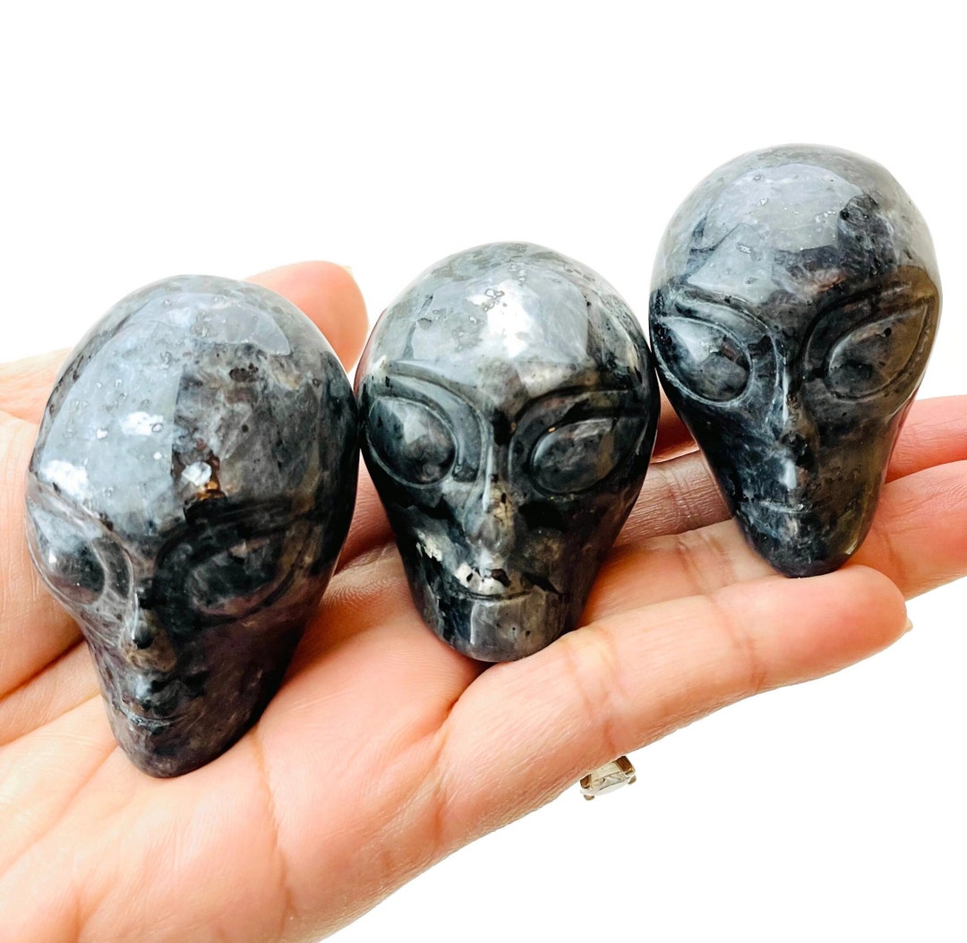 Larvikite Alien Skull (1) Crystal Alien Skull ONE Gray Larvikite ...