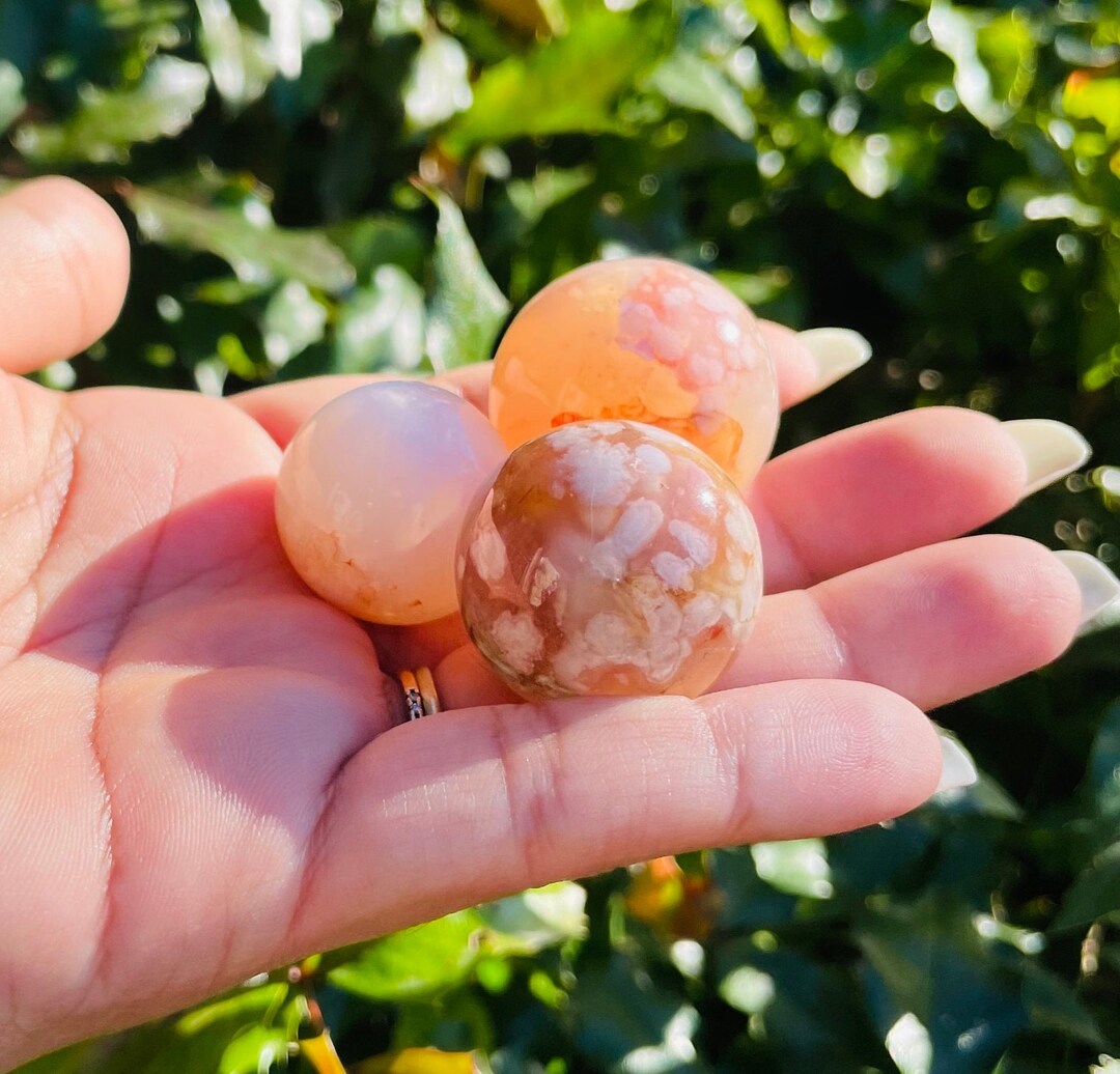 Carnelian Flower Agate Sphere Lot (80.3G) Carnelian Flower Agate ...