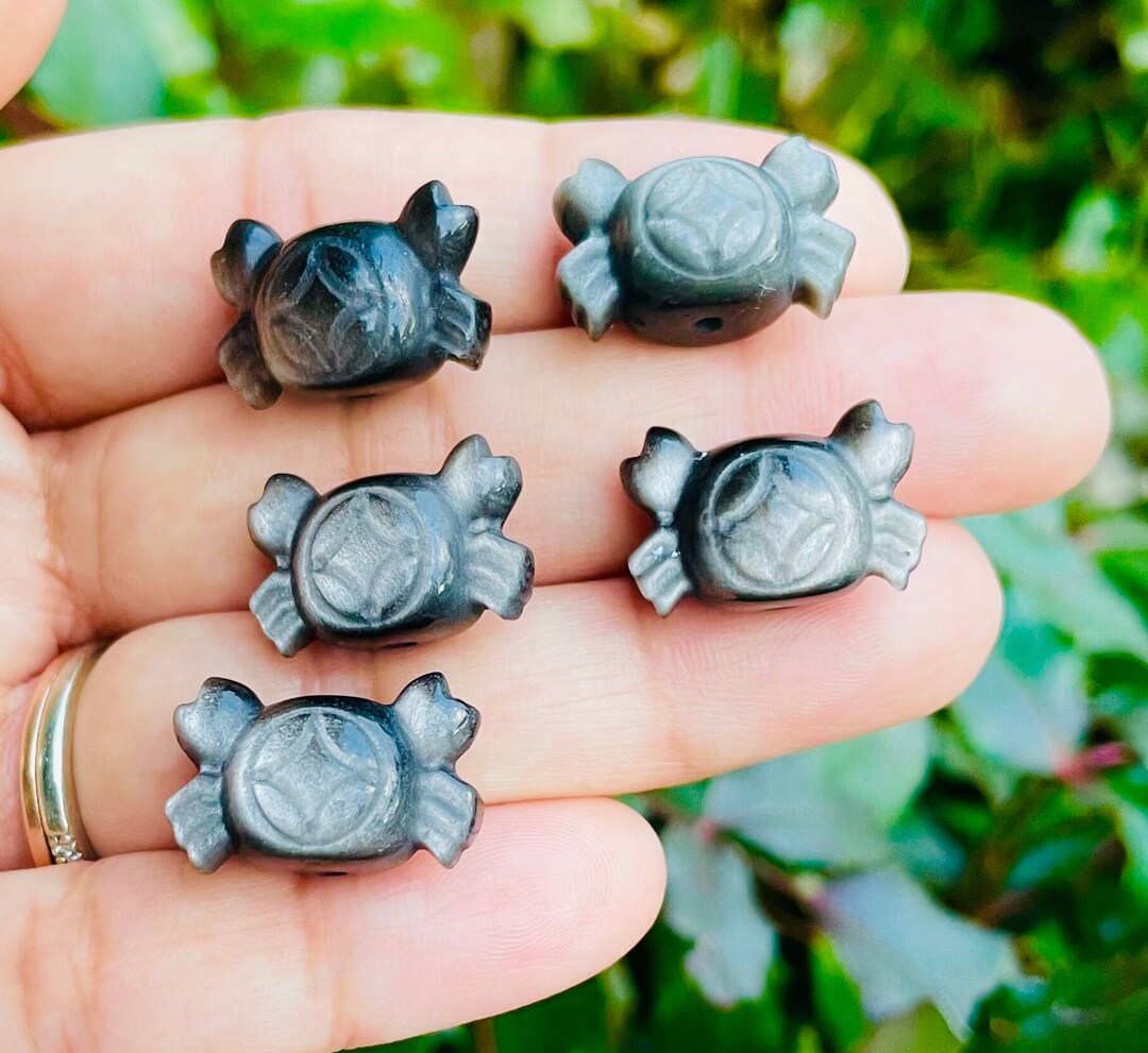 Obsidian Crystal Crab (1) Sliver Obsidian Crab Carved Tumbled Stone ...