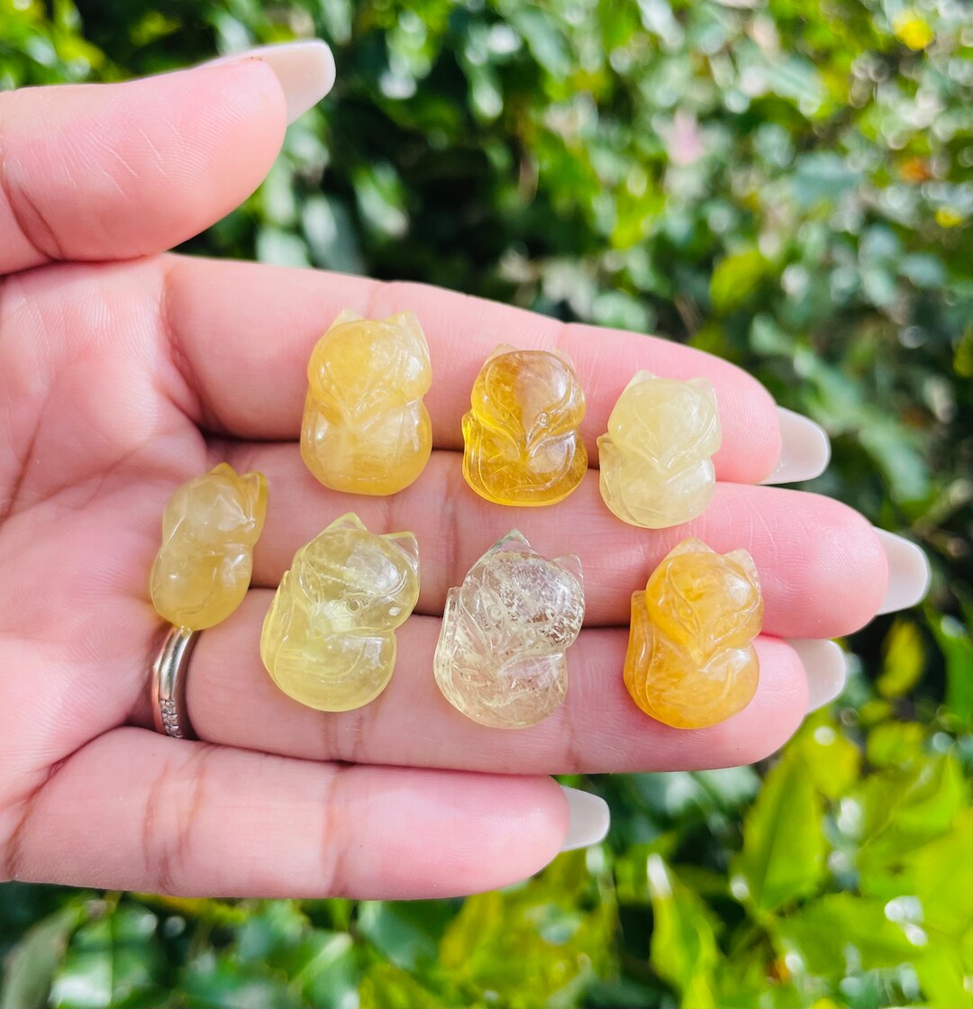 Yellow Morganite Crystal 1 Rare Yellow Morganite Fox Carved Tumbled ...