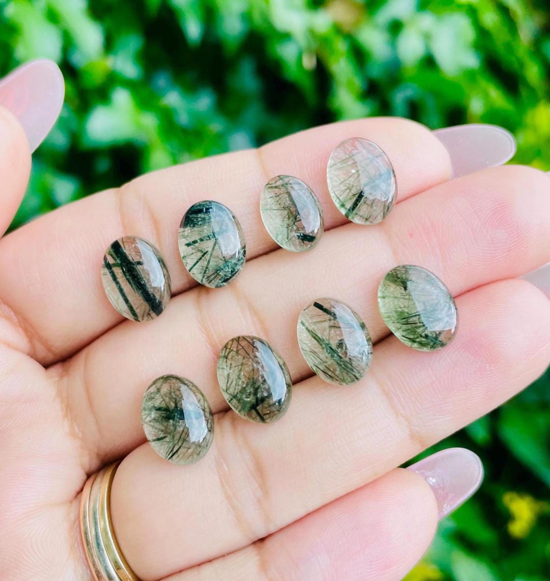 Green Rutile Quartz Crystal Cabochon (1) One XS Green Quartz Rutilated ...