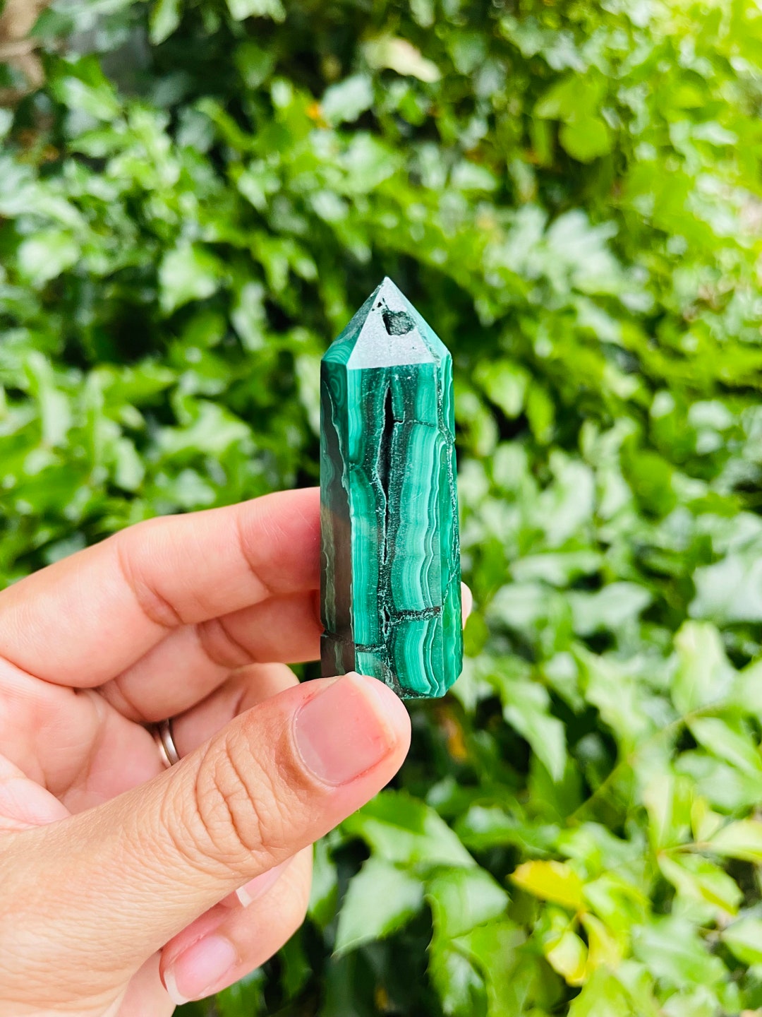 Malachite Crystal Point (42.5G) Small Green Malachite Polished Tower ...