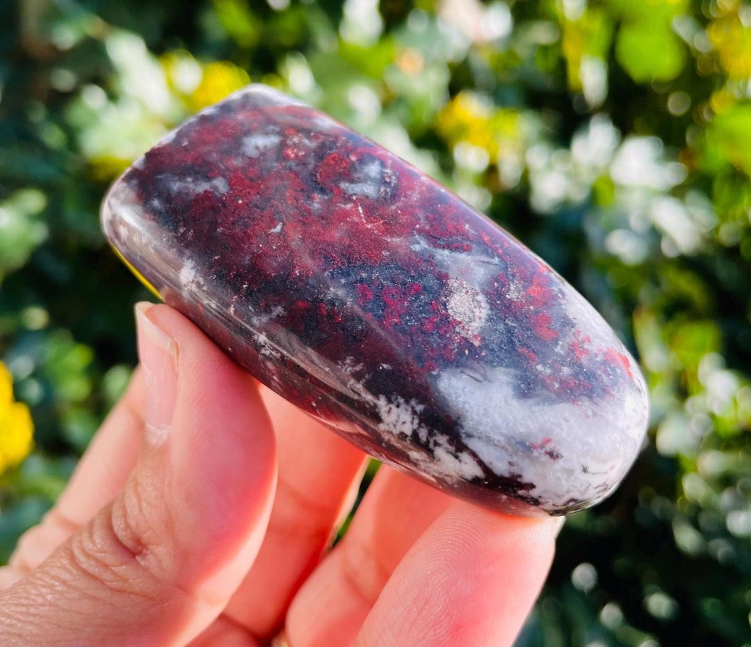 Blood Jade Stone (74.4G) Smooth Free Form Blood Jade Crystal, Ultra ...