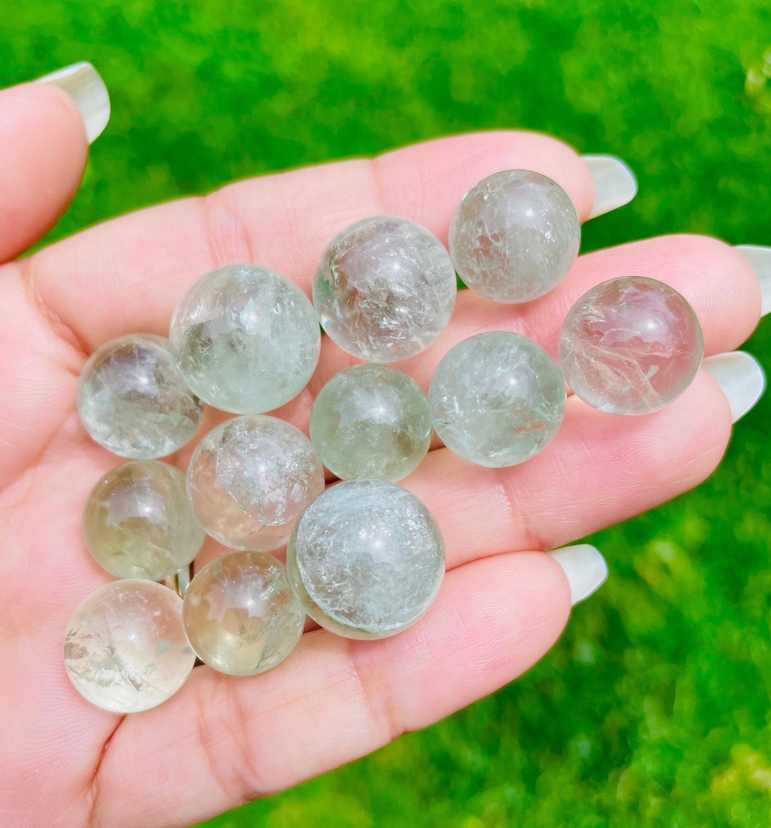Prasiolite Crystal Sphere (1) Mini Prasiolite Crystal Ball, XXS Green ...