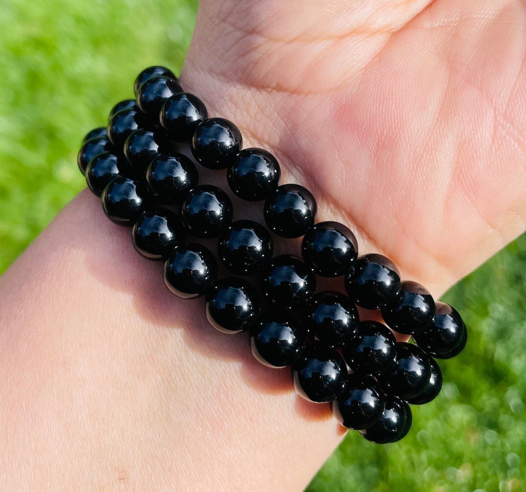 Obsidian Bracelet (1) One Natural Obsidian Crystal Bracelet, Black ...