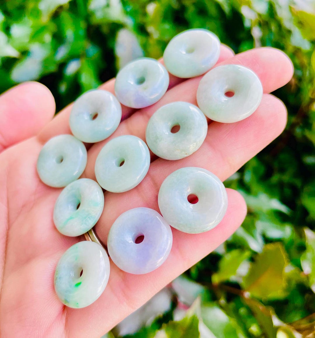 Jade Crystal Donut (1) Mini Green Jade Donut, Round Carved Tumbled ...
