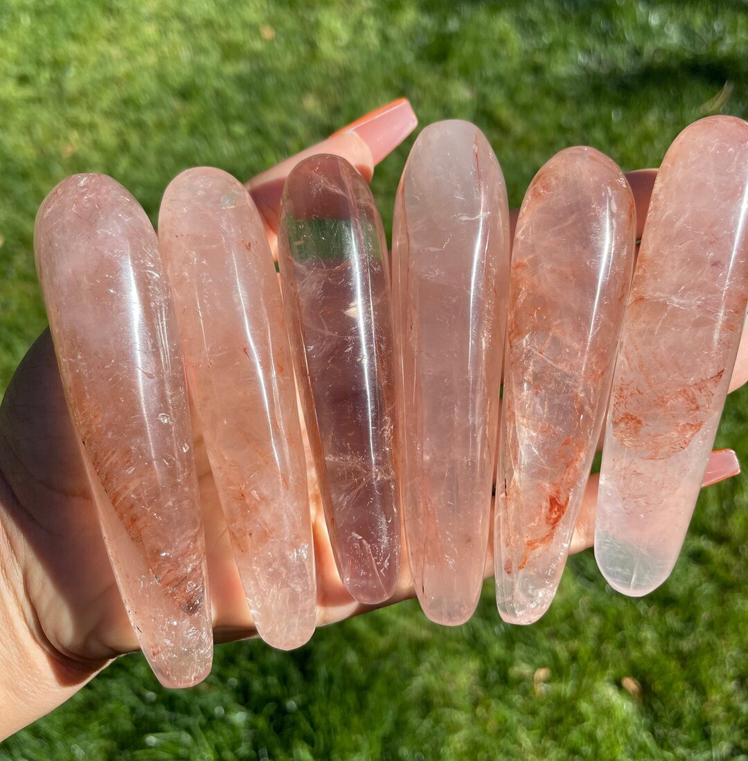 Fire Quartz Wand (1) Pink Fire Quartz Crystal Wand, Smooth Crystal ...