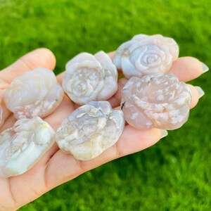 Flower Agate Rose Carving (1) Flower Agate Crystal Carving, Flower ...