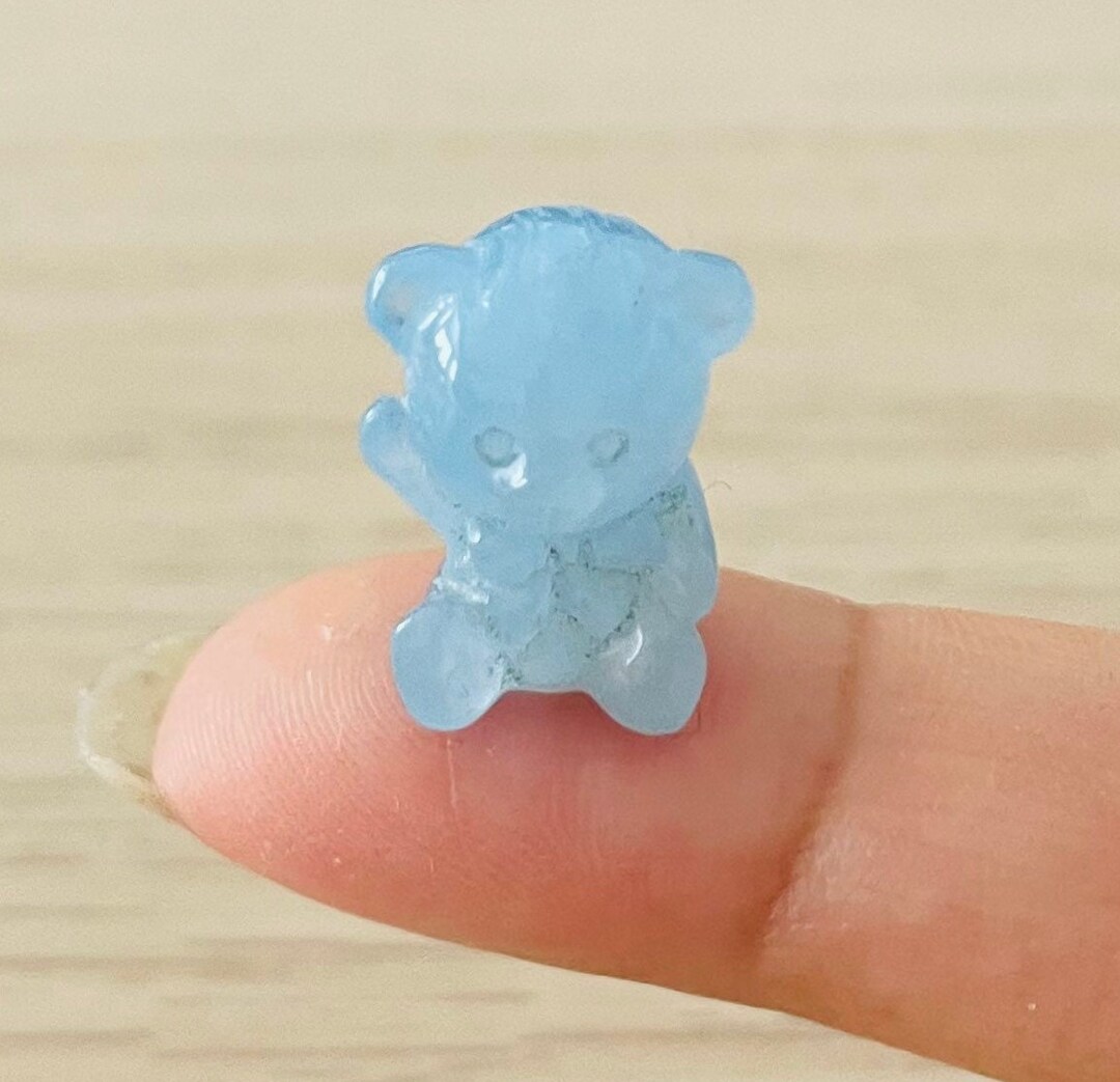 Mini Aquamarine Bear (1) One Small Crystal Carving Natural Gemstone ...