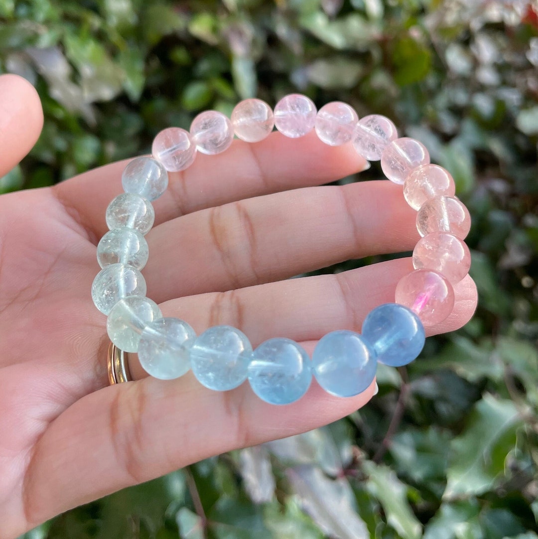 Morganite Crystal Bracelet (1) Ombre Morganite Stone Bracelet, High ...