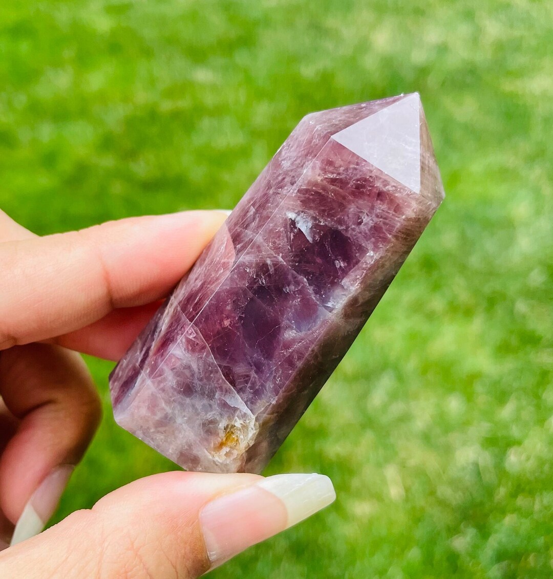 Lavender Rose Quartz Point (86.0g)lavender Rose Quartz Crystal Tower ...