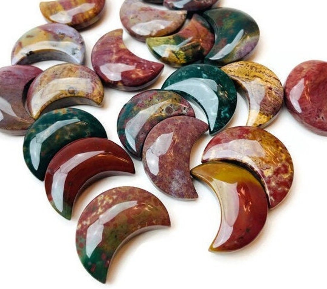 Ocean Jasper Crystal Moon (1) Mini Ocean Jasper Moon Stone, XS Mini ...