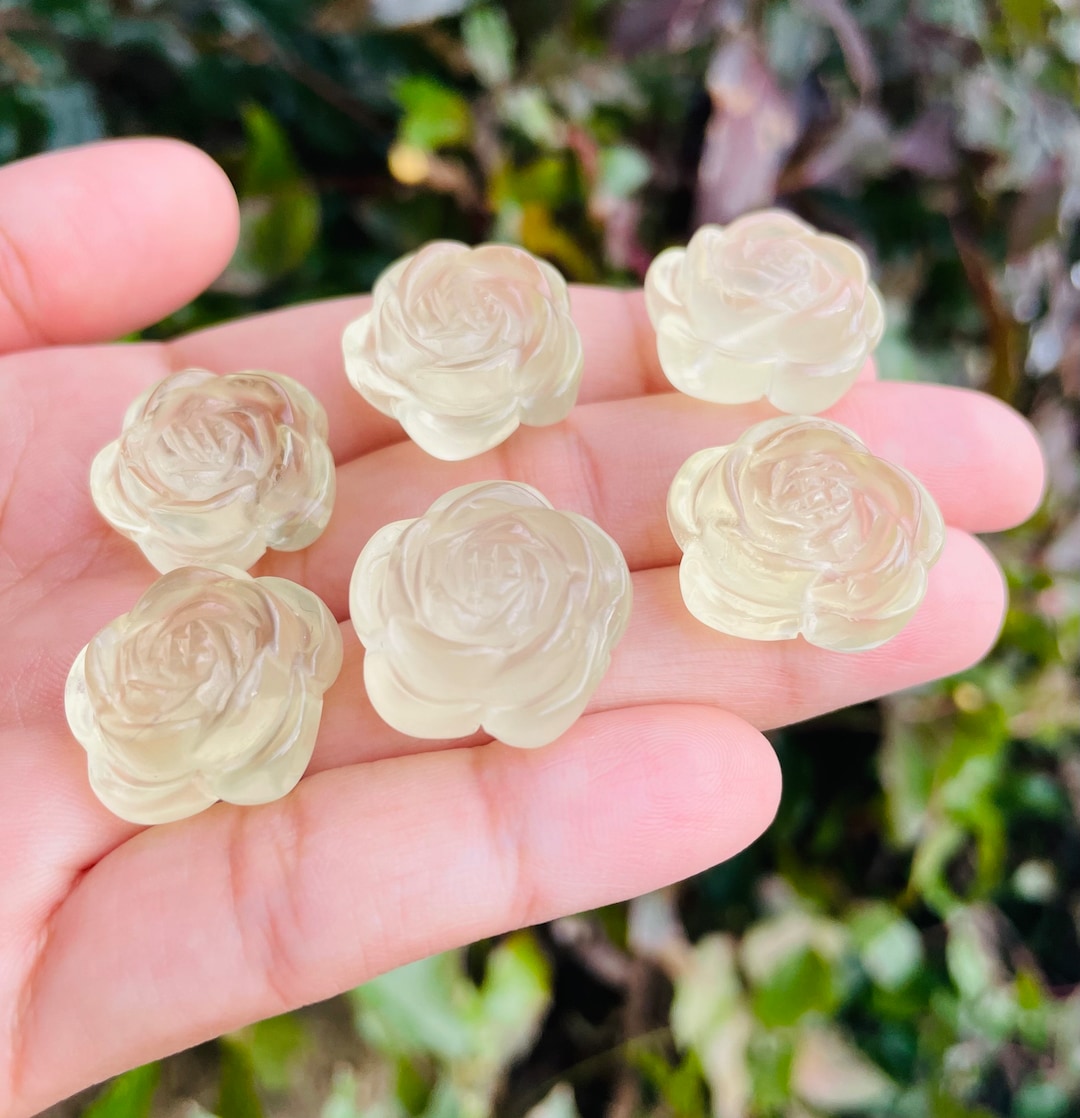 Citrine Rose (1) Natural Citrine Flower Crystal Carving, Citrine Stone ...