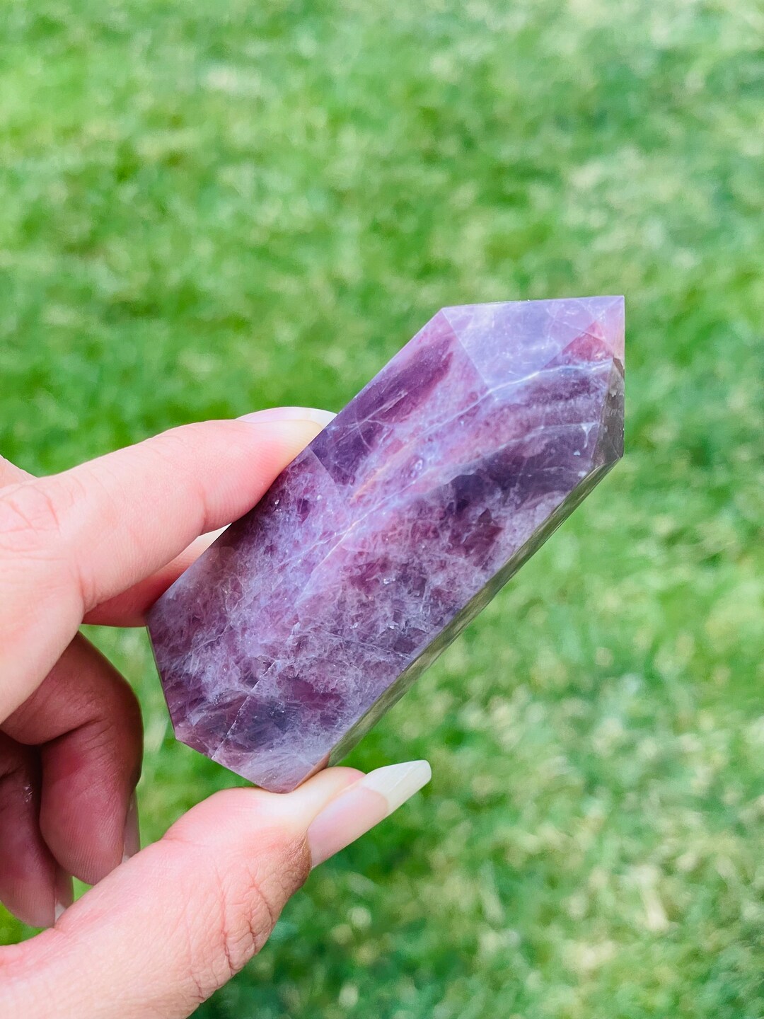Lavender Rose Quartz Crystal Tower: Light Purple Gemstone (128.1G, 79 ...